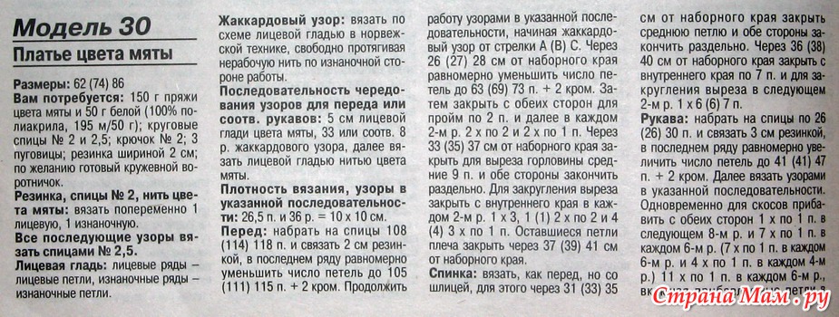 Платье цвета мяты. - Вязание для детей - Страна Мам